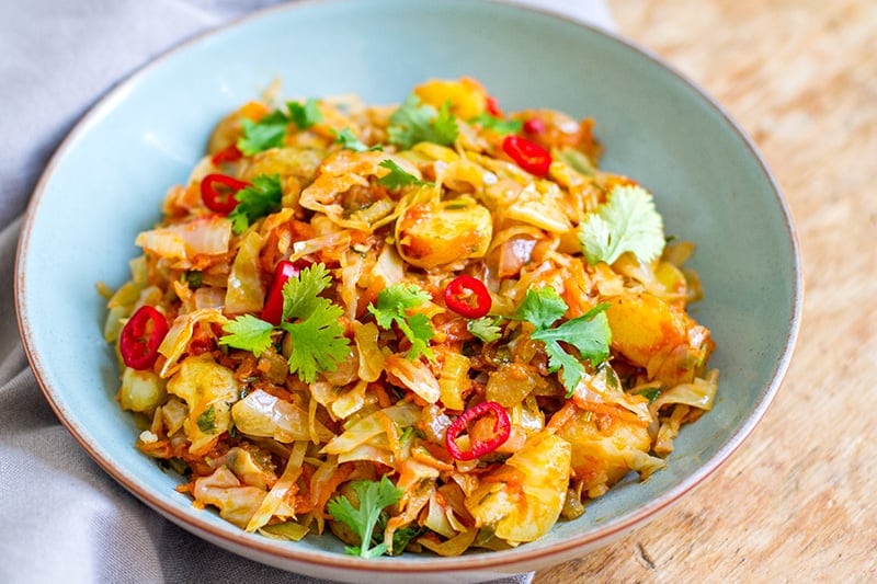 Braised Cabbage & Potatoes With Chilli