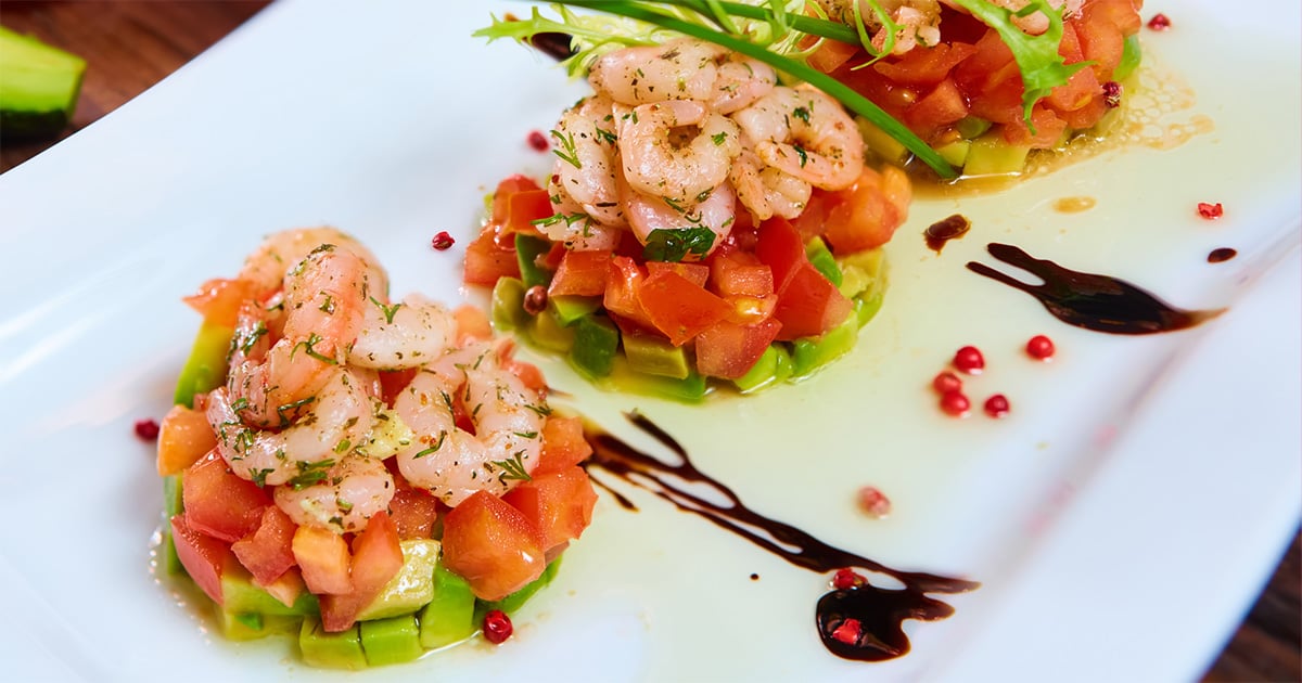 Shrimp Tomato & Avocado Salad Stacks