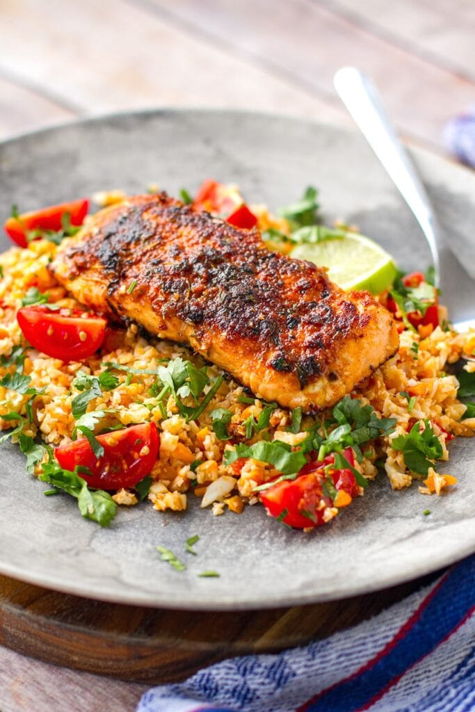 Cajun Salmon And Tomato Cauliflower Rice