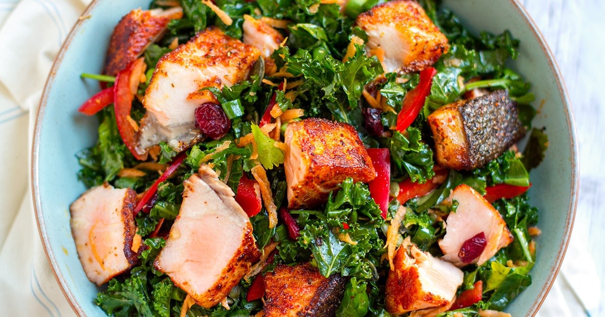Fish Salad With Cajun Grilled Salmon & Kale