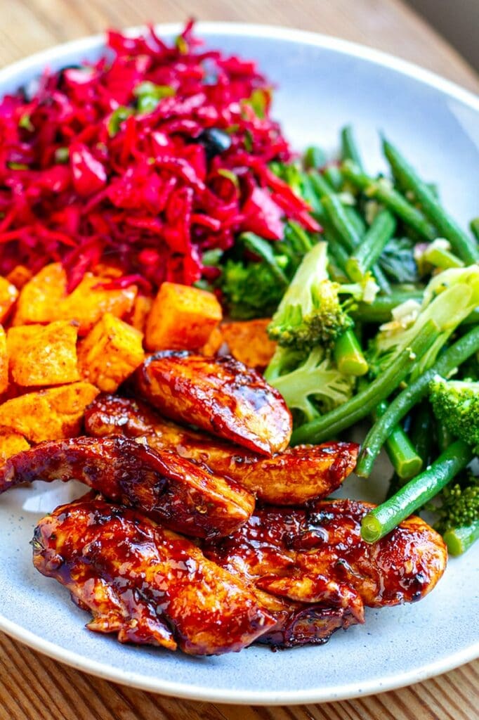 Rainbow Chicken Recipe with Roasted Veggies & Sticky Glaze