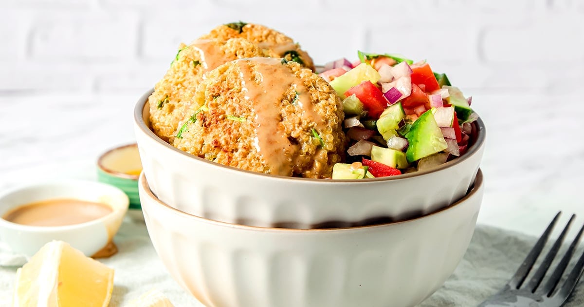 Quinoa Falafel With Israeli Salad (Gluten-Free, Dairy-Free)