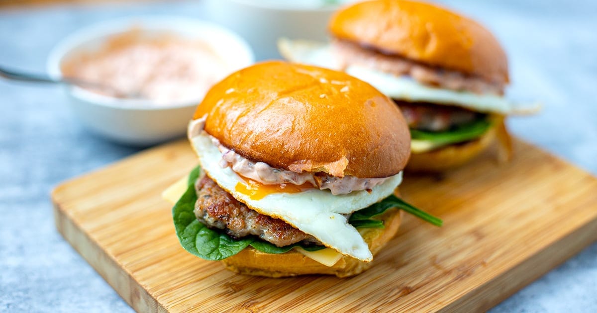 Breakfast Burger With Sausage & Egg