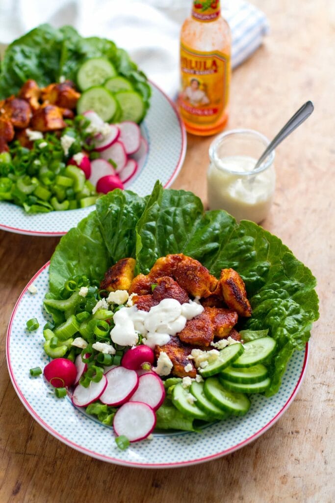Healthy Buffalo Chicken Salad With Blue Cheese Dressing