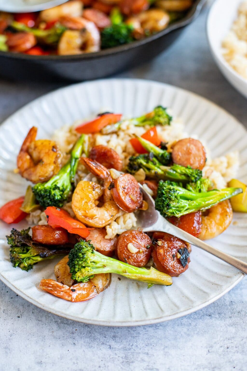 Shrimp Sausage & Broccoli Skillet