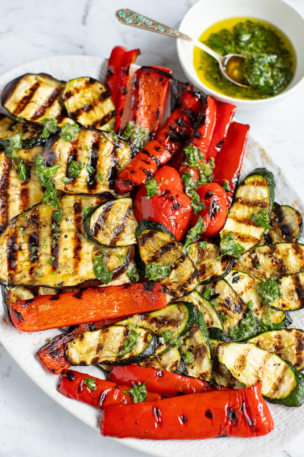 Grilled Vegetables With Herb & Garlic Sauce