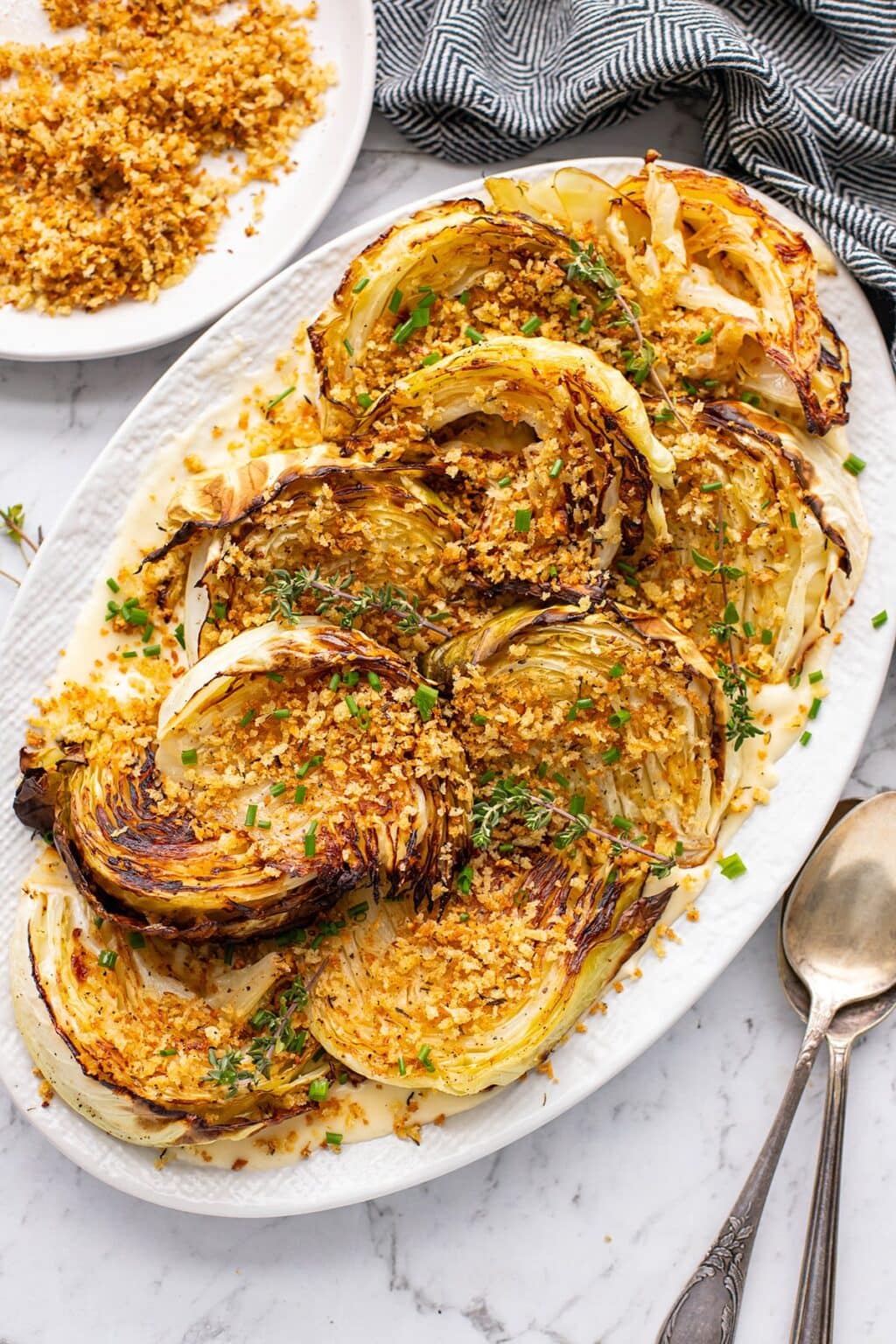 Roasted Cabbage With Parmesan Sauce & Pangrattato