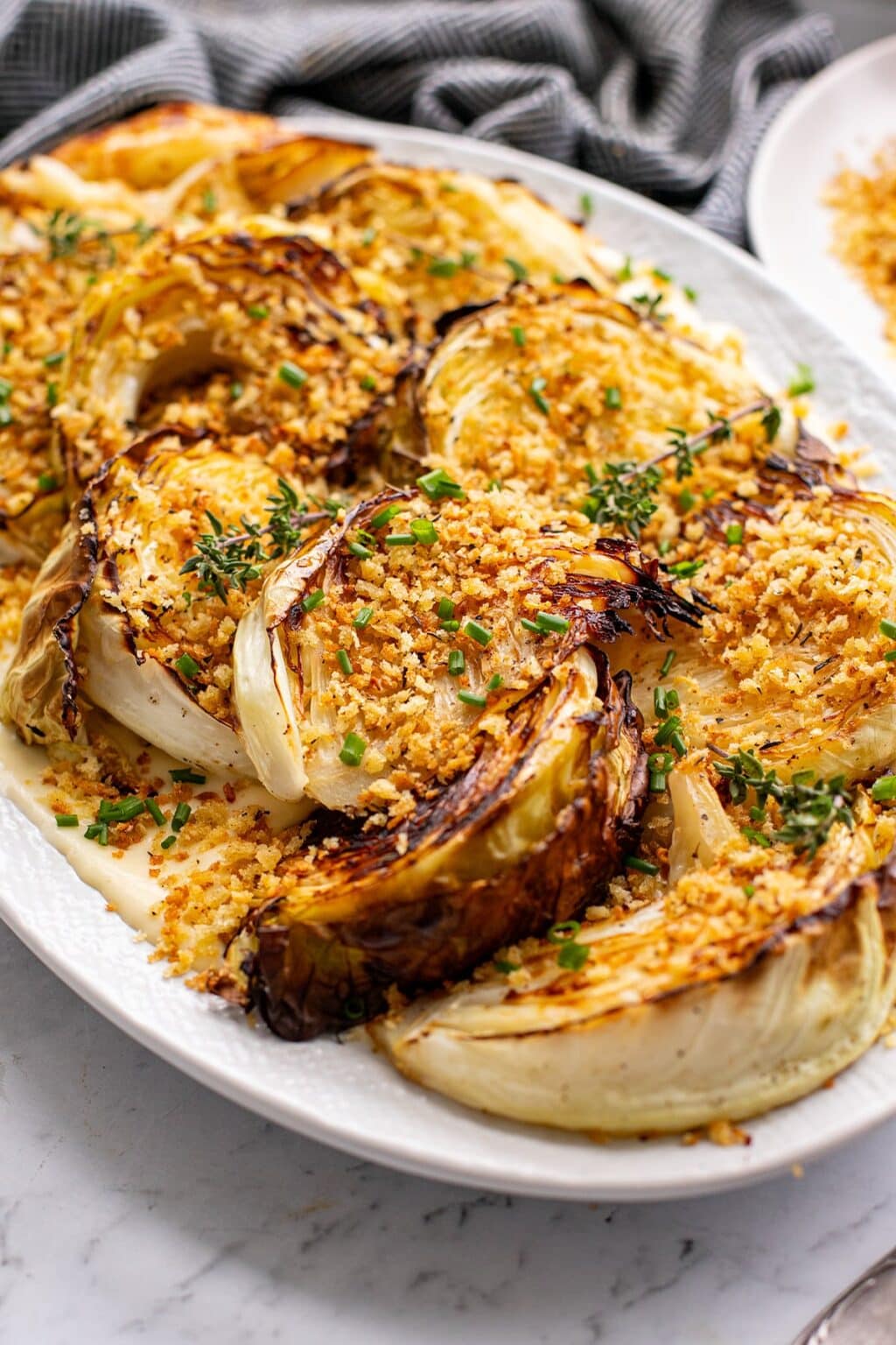 Roasted Cabbage With Parmesan Sauce & Pangrattato