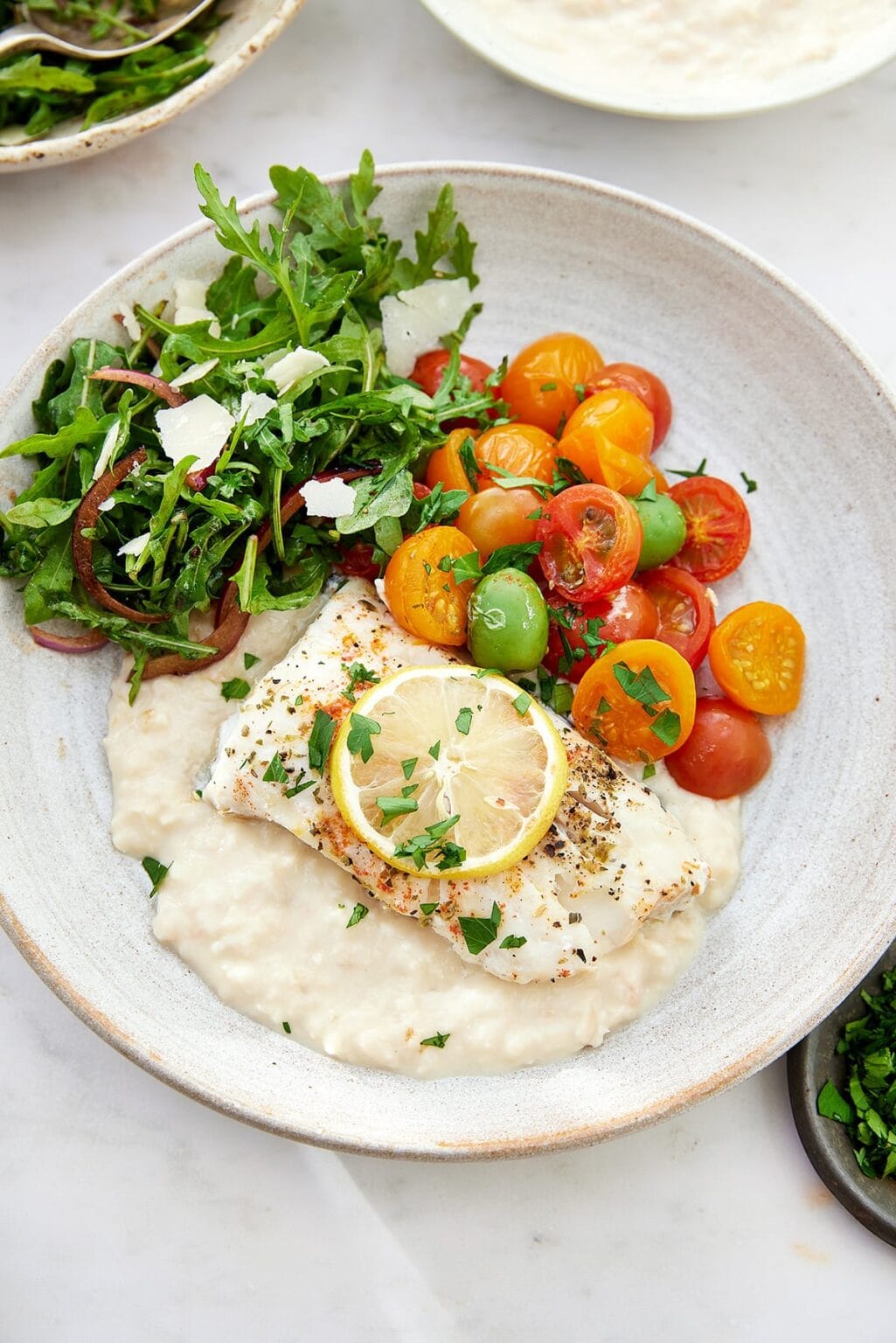 Mediterranean Fish with White Bean Purée