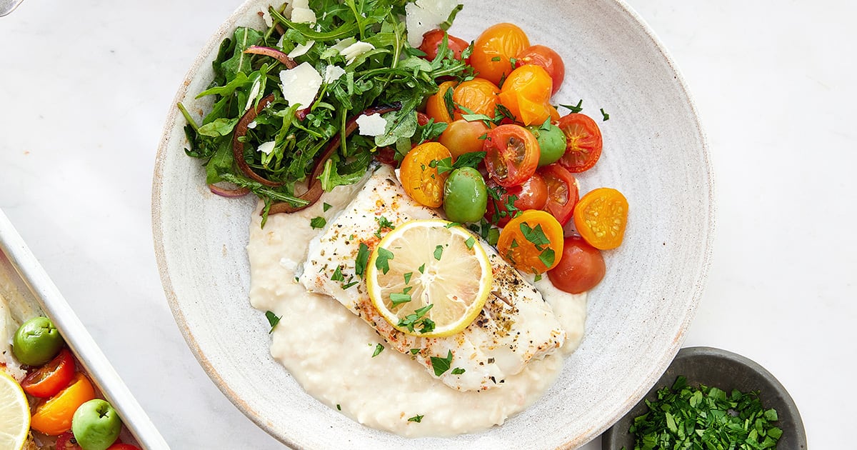 Mediterranean Fish with White Bean Purée