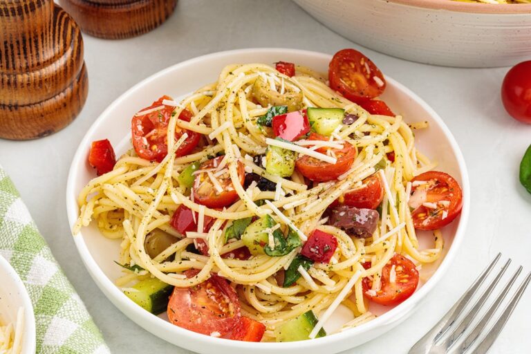 Cold Spaghetti Pasta Salad with Homemade Italian Dressing