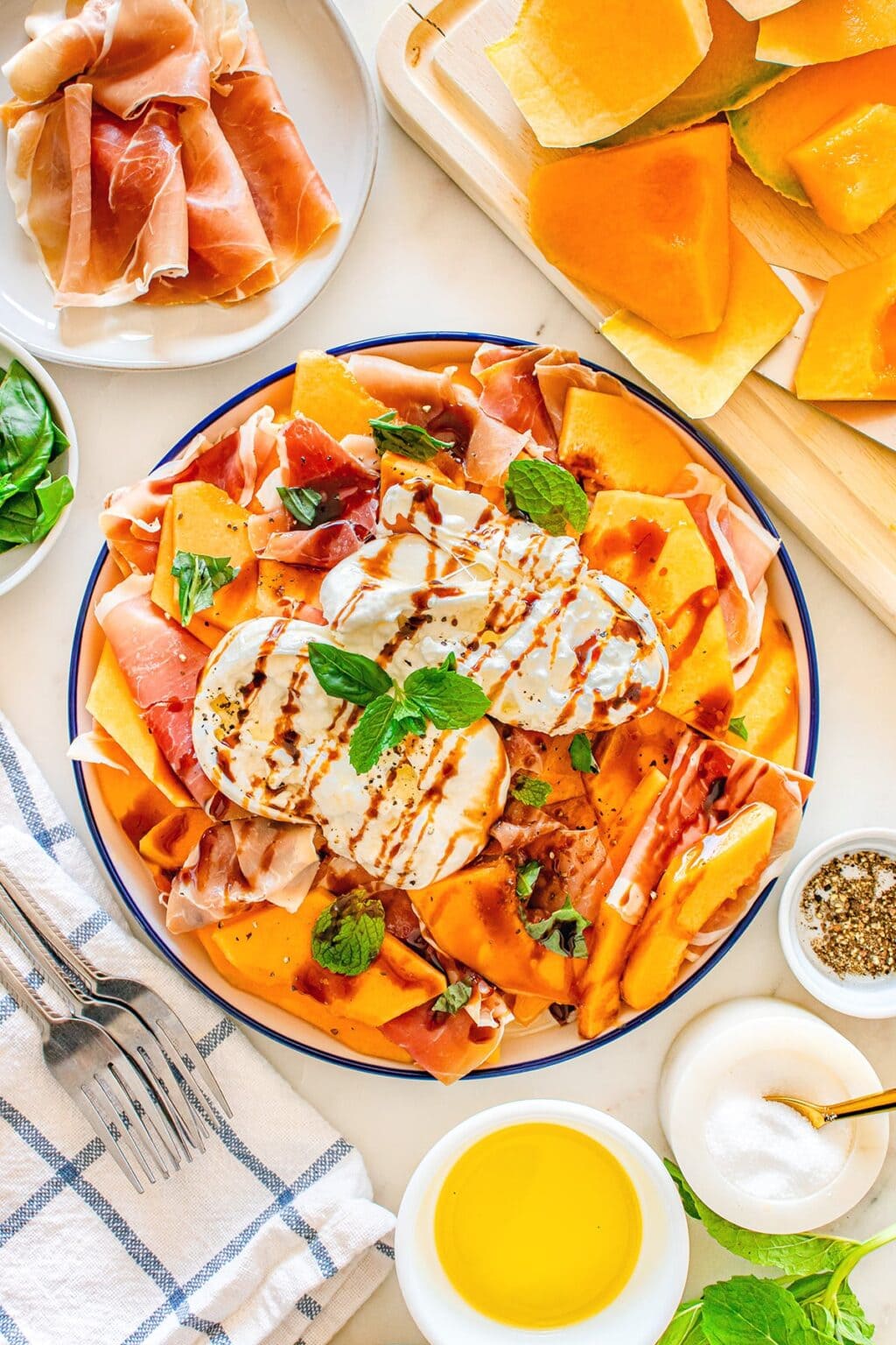 Cantaloupe, Prosciutto and Burrata Salad