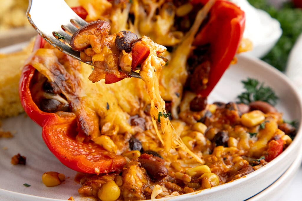 Vegetarian Stuffed Peppers with Chili & Wild Rice